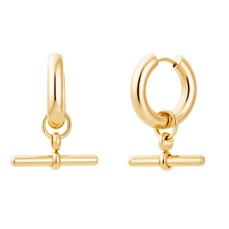 Mint Kiss Gold T Bar Hoops – Flynn's Inland Surf Co.